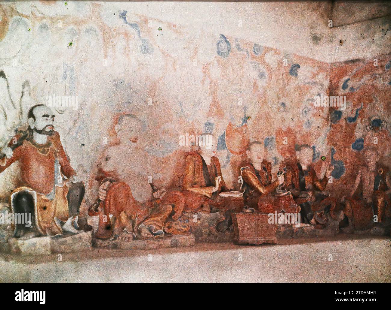 Bô-sôn, Tonkin, Indochina Buddhist statues (arhats?) on the aisles of ...