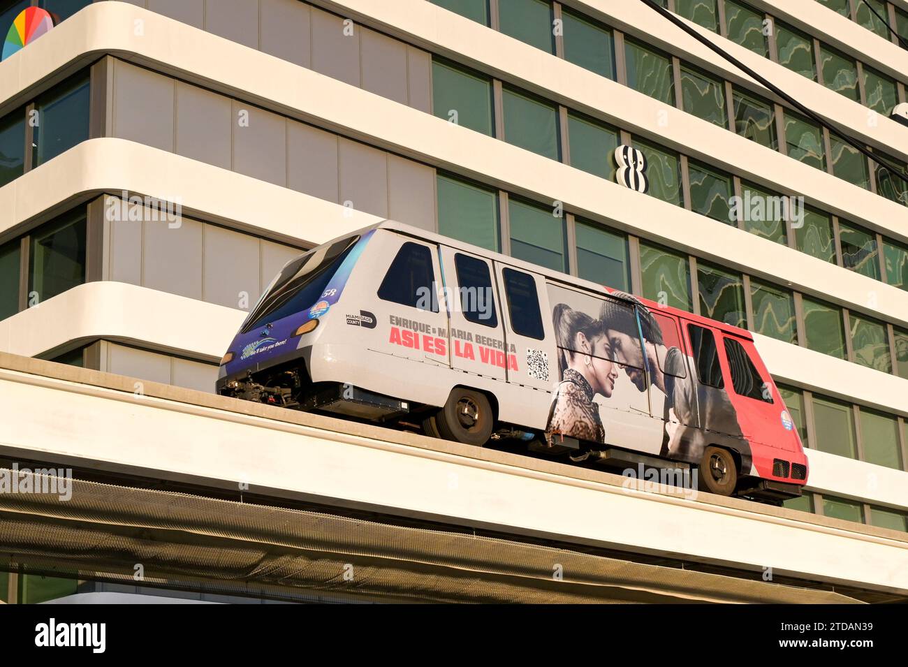 Miami, Florida, USA - 4 December 2023: Train on the Metromover light ...
