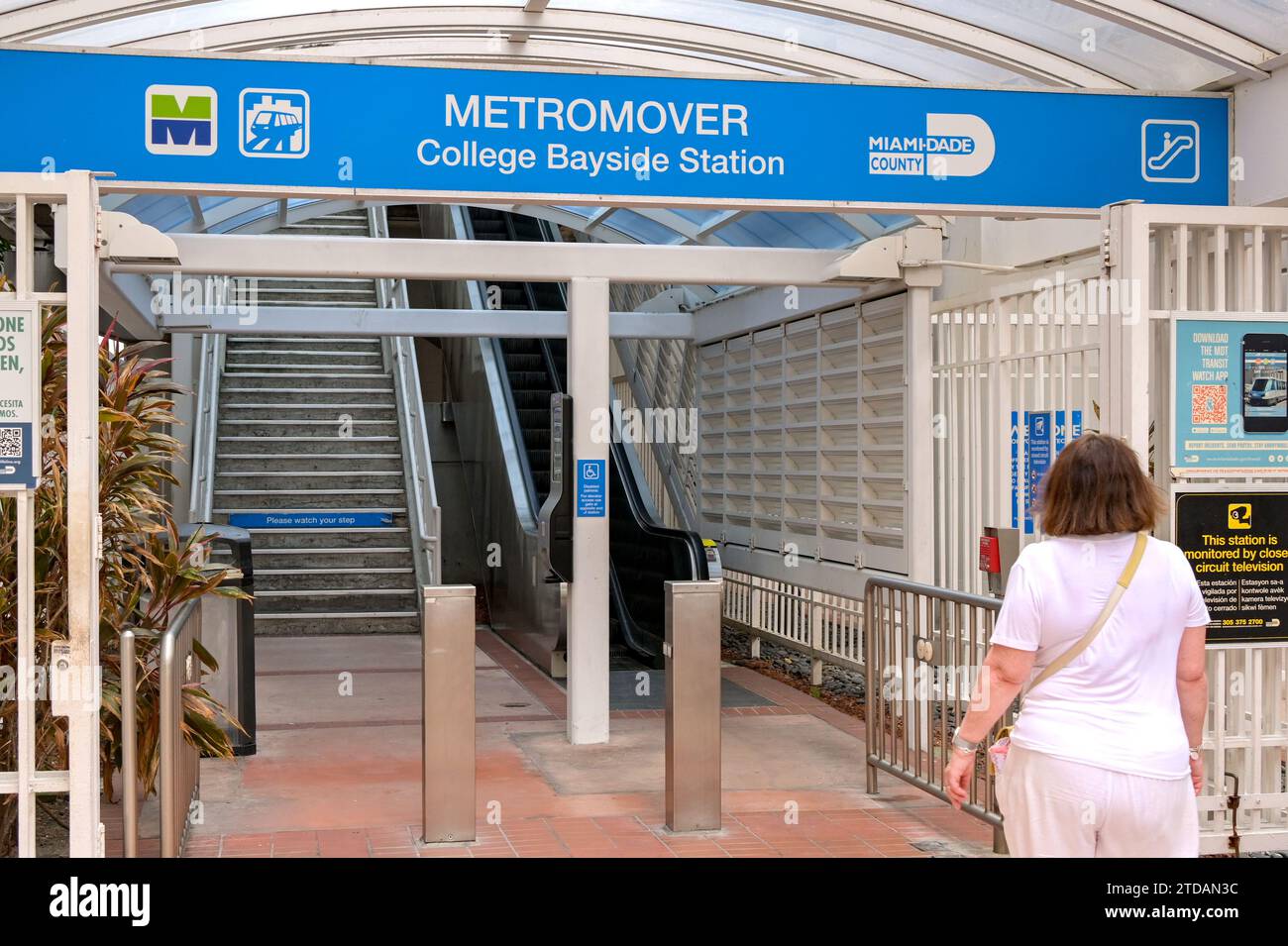 Miami, Florida, USA - 4 December 2023: Person entering College Bayside ...
