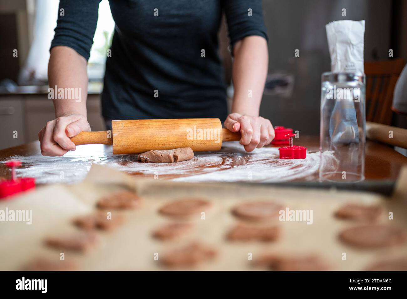 Homemade gingerbread making before Christmas Stock Photo - Alamy