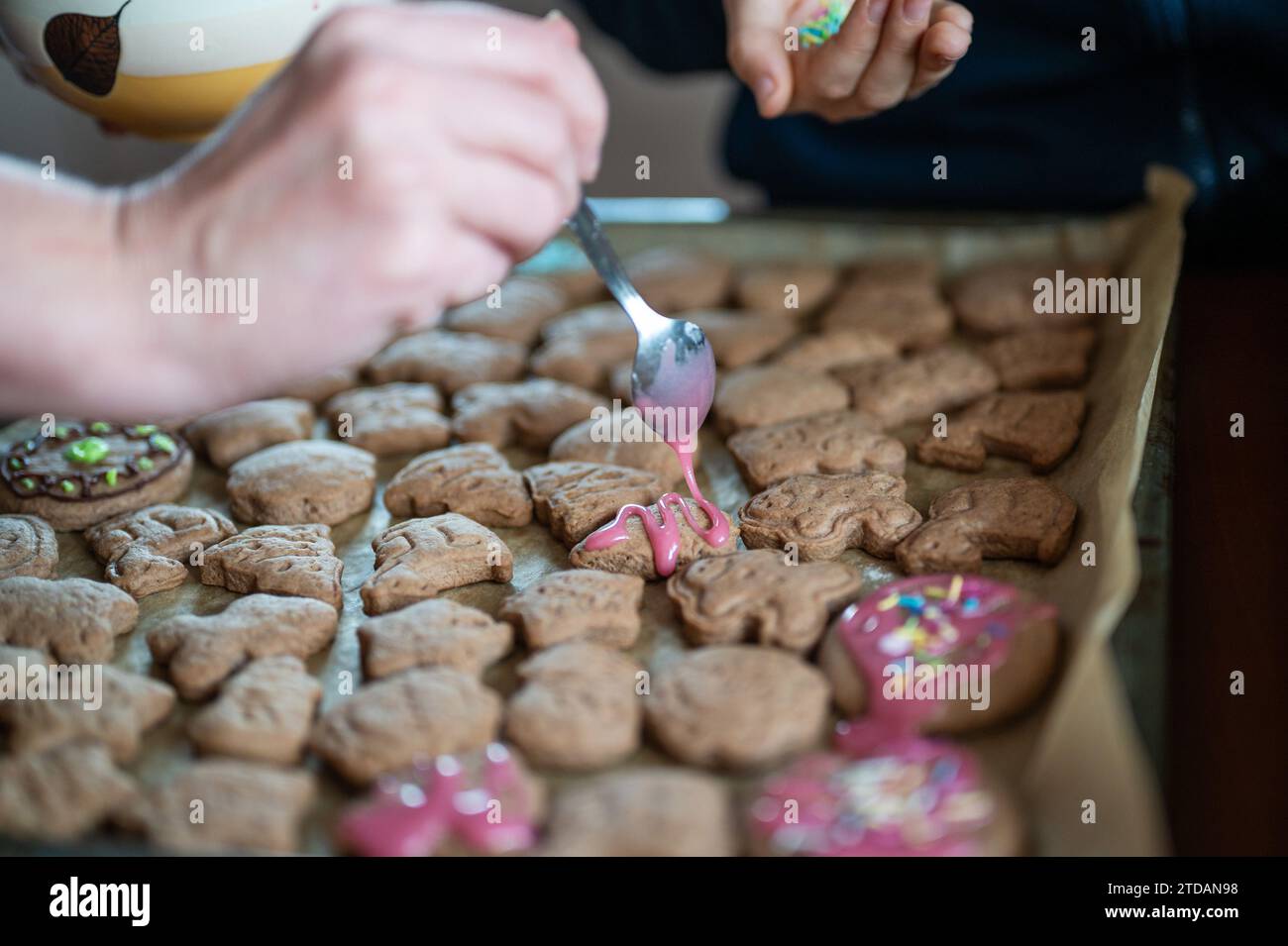 Homemade gingerbread making before Christmas Stock Photo - Alamy