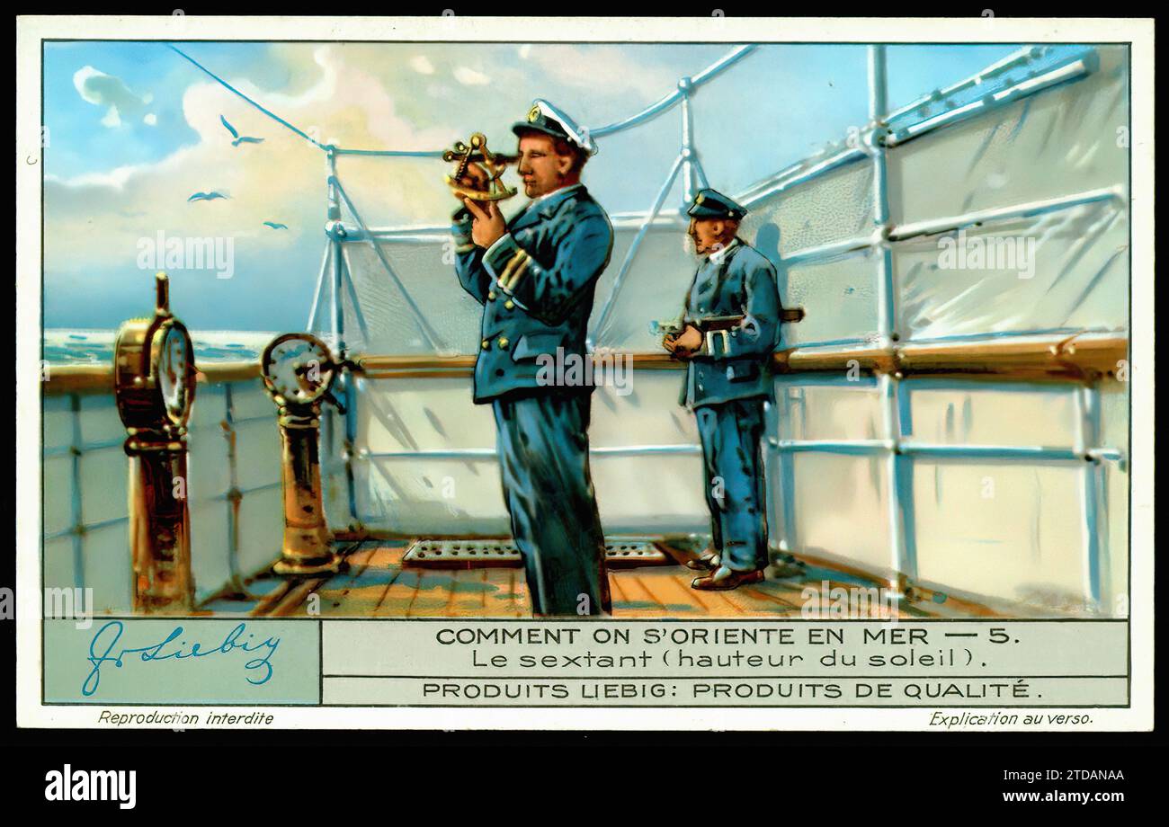 Using a Sextant for Navigation - Vintage Liebig Trade Card Tradecard ...