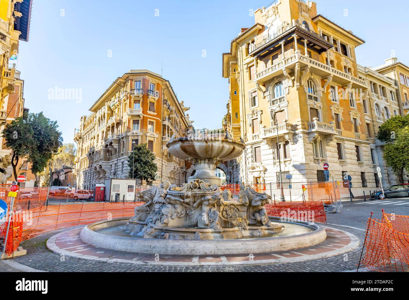 Fountain of the Frogs at Quartiere Coppede square in Rome summer day ...