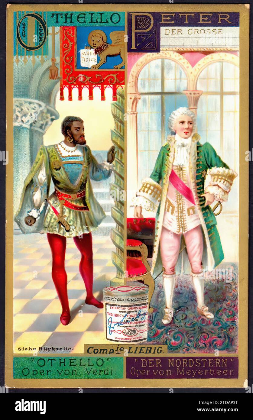 Vintage Liebig Trade Card S369 Opera Characters - Othello & Peter der Grosse Stock Photo - Alamy