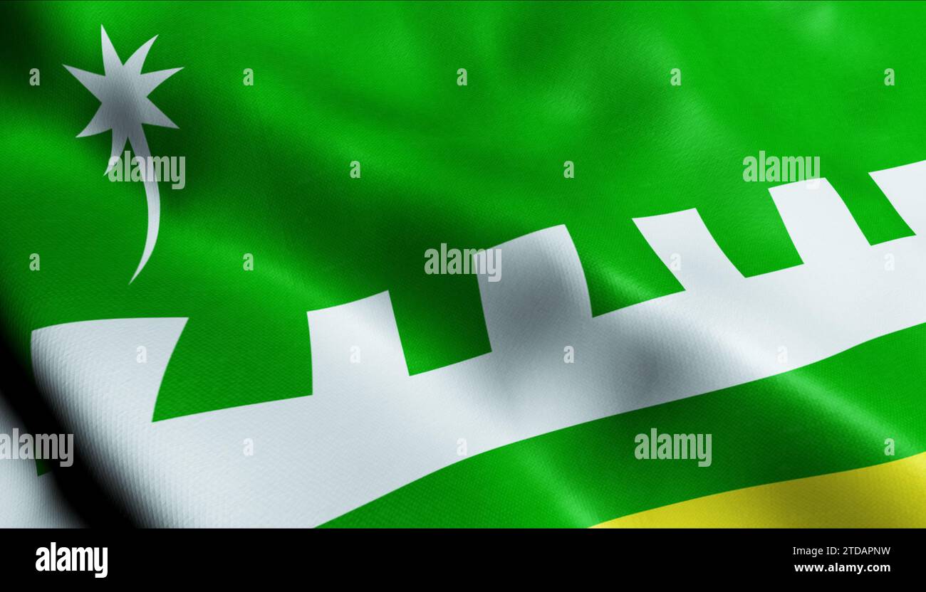 3D Illustration of a waving Puerto Rico City flag of Villalba Stock ...