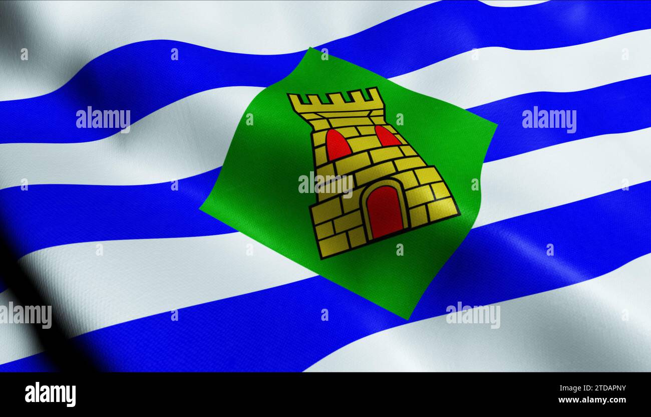 3D Illustration of a waving Puerto Rico City flag of Vieques Stock ...