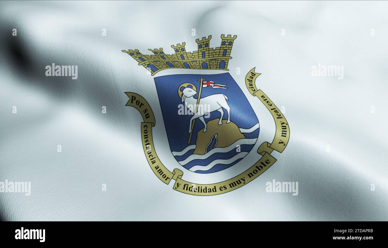 3D Illustration of a waving Puerto Rico City flag of San Juan Stock ...