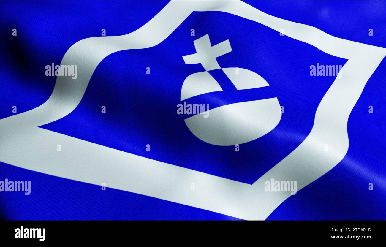 3D Illustration of a waving Puerto Rico City flag of Hormigueros Stock ...