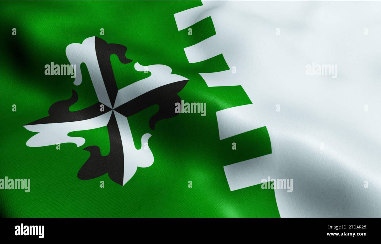 3D Illustration of a waving Puerto Rico City flag of Guaynabo Stock ...