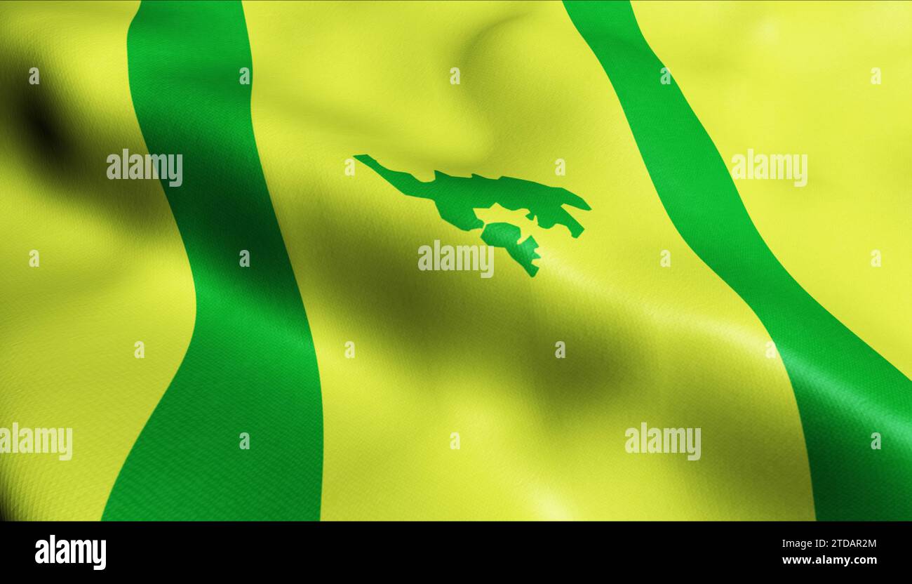 3D Illustration of a waving Puerto Rico City flag of Culebra Stock ...