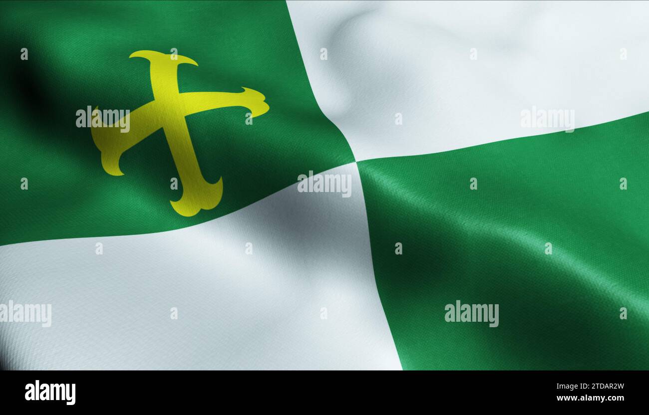 3D Illustration of a waving Puerto Rico City flag of Comerio Stock ...