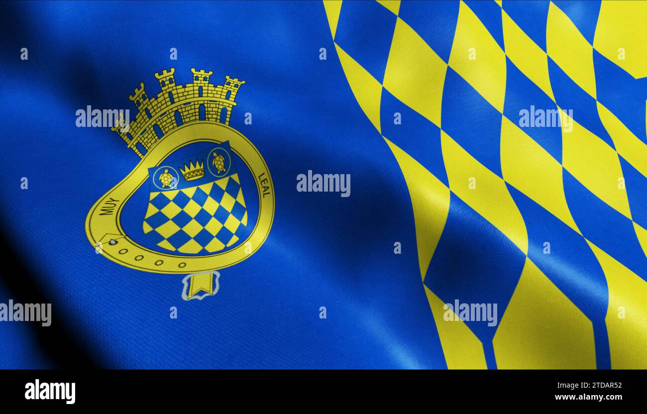 3D Illustration of a waving Puerto Rico City flag of Arecibo Stock ...