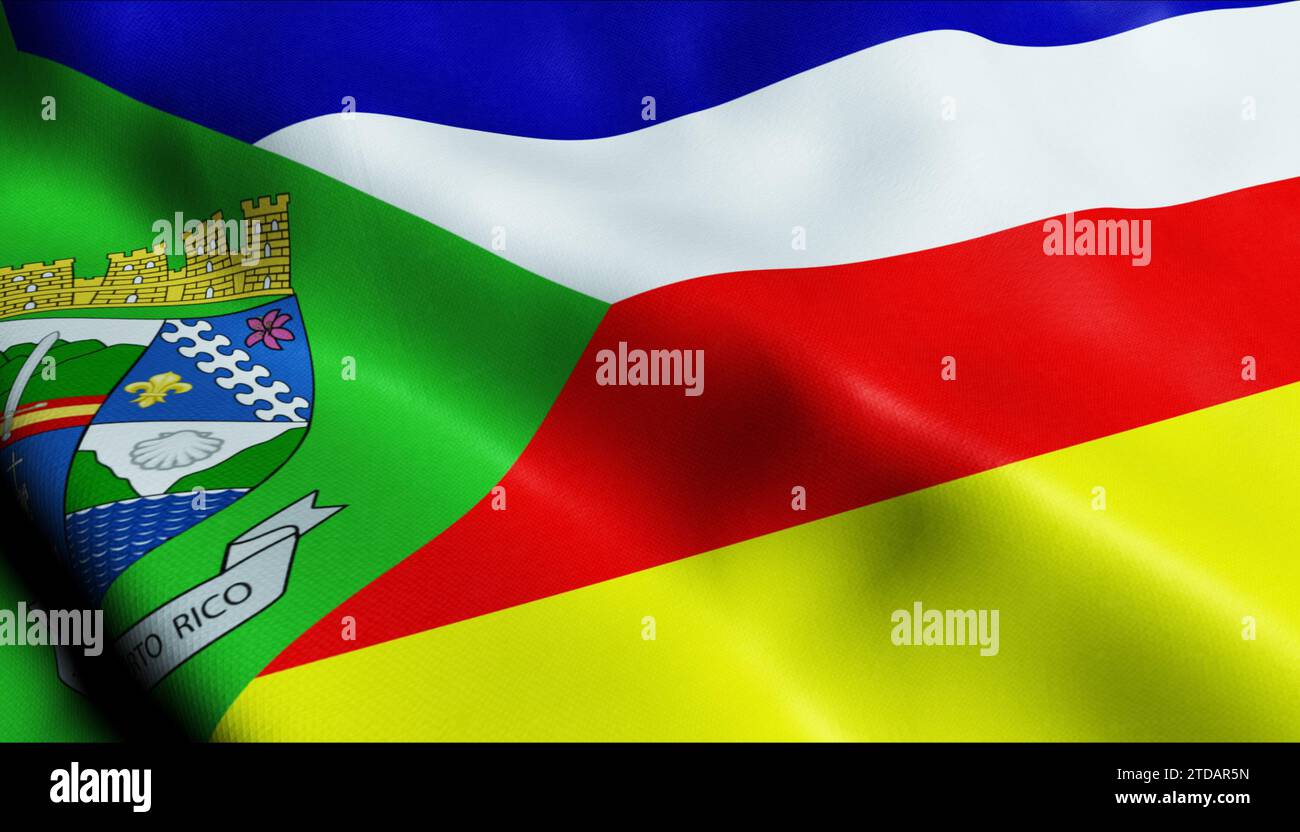 3D Illustration of a waving Puerto Rico City flag of Aibonito Stock ...
