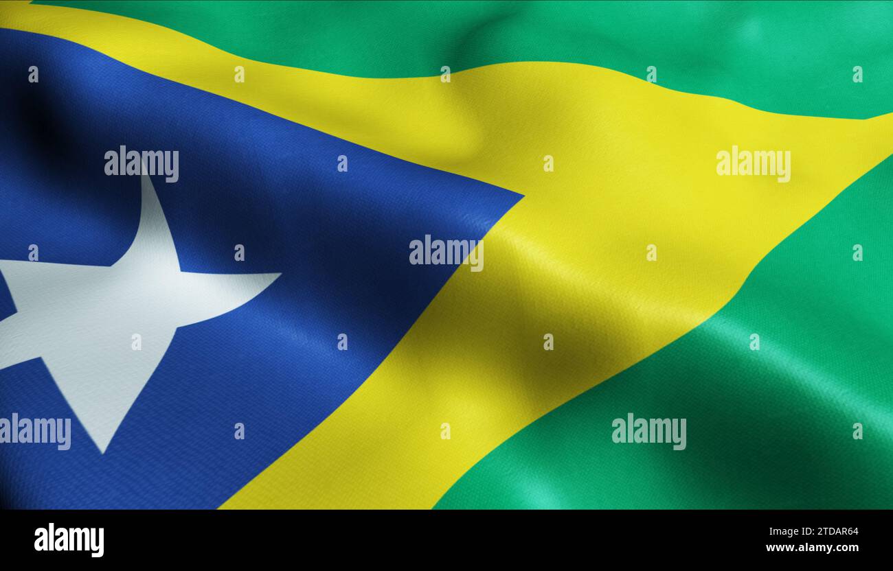 3D Illustration of a waving Puerto Rico City flag of Aguas Buenas Stock ...