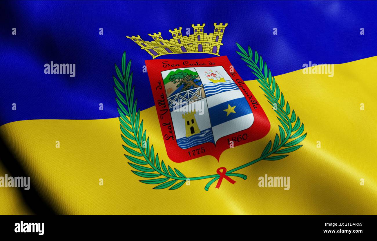 3D Illustration of a waving Puerto Rico City flag of Aguadilla Stock ...