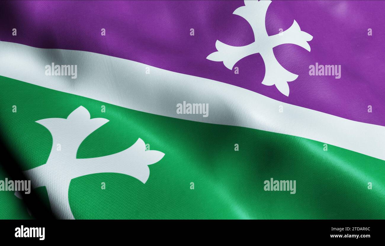 3D Illustration of a waving Puerto Rico City flag of Adjuntas Stock ...