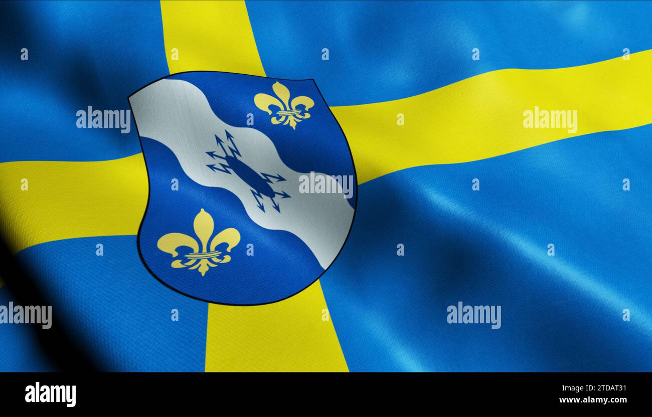 3D Illustration of a waving City City flag of Ludvika Stock Photo - Alamy
