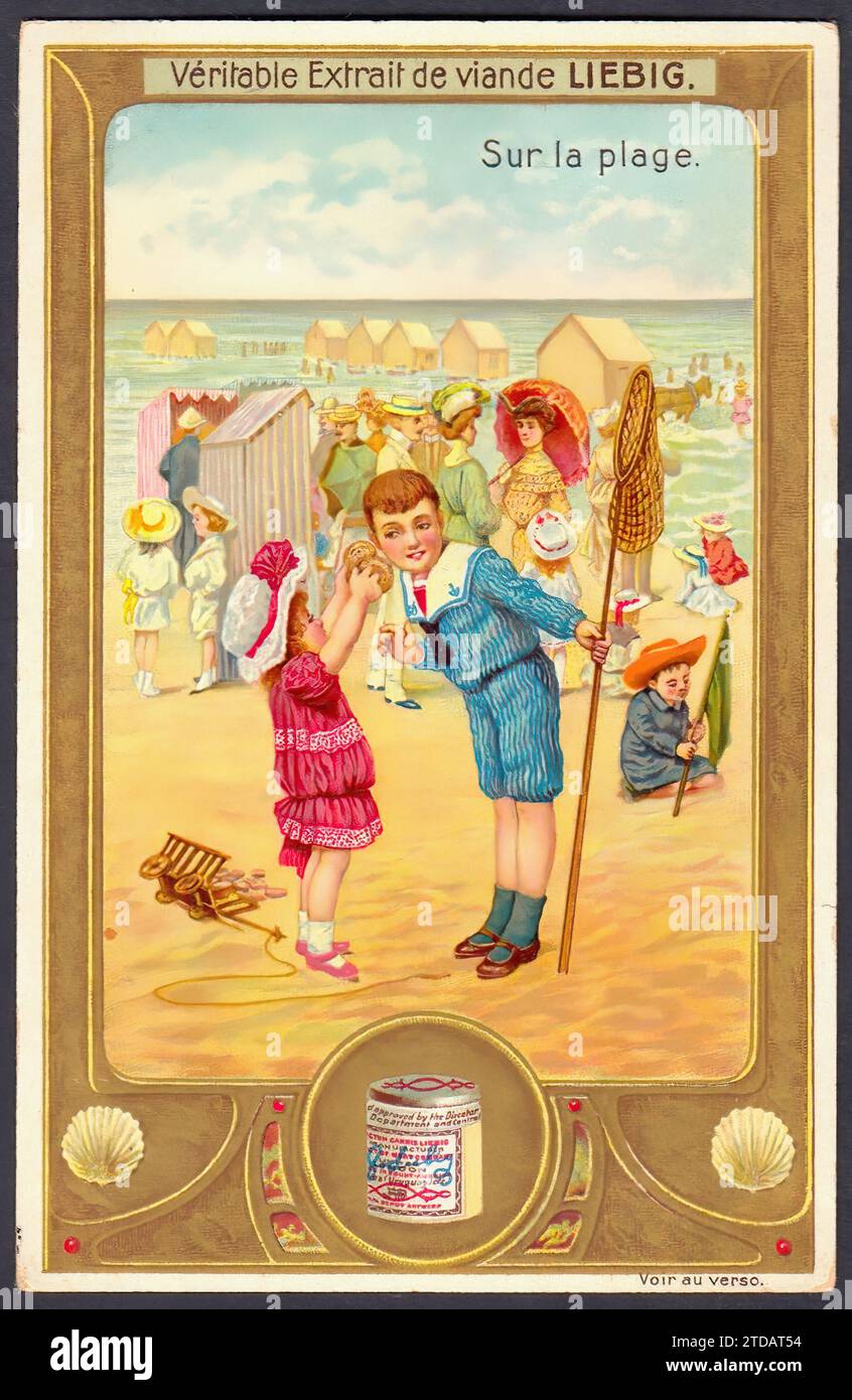 Vintage Liebig Trade Card S913 Can You Hear the Sea Stock Photo - Alamy