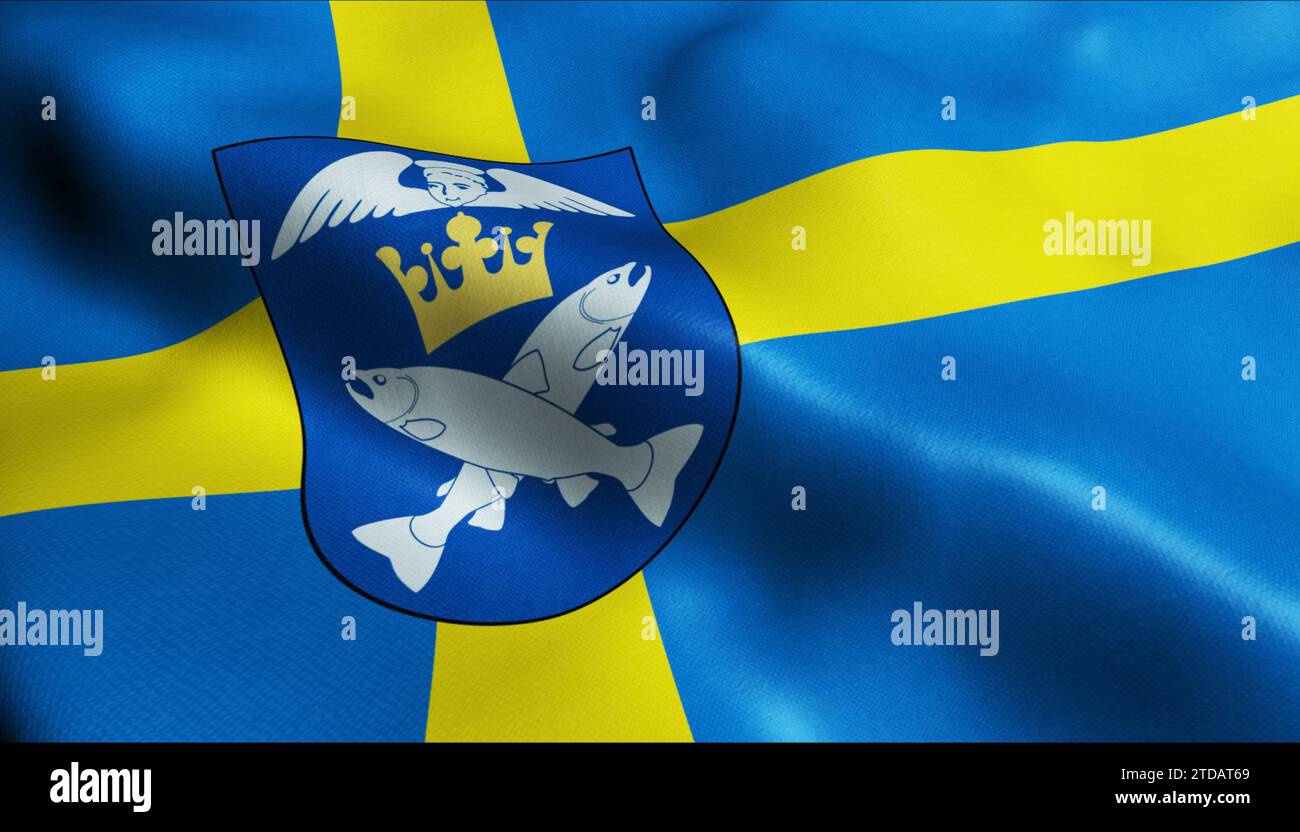3D Illustration of a waving City City flag of Angelholm Stock Photo - Alamy