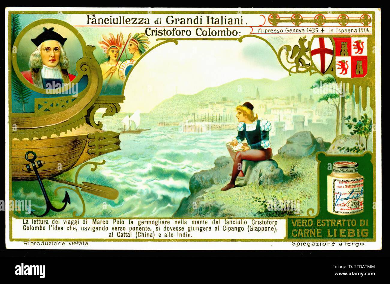 Vintage Liebig Trade Card S1044 The Childhood of Christopher Columbus ...