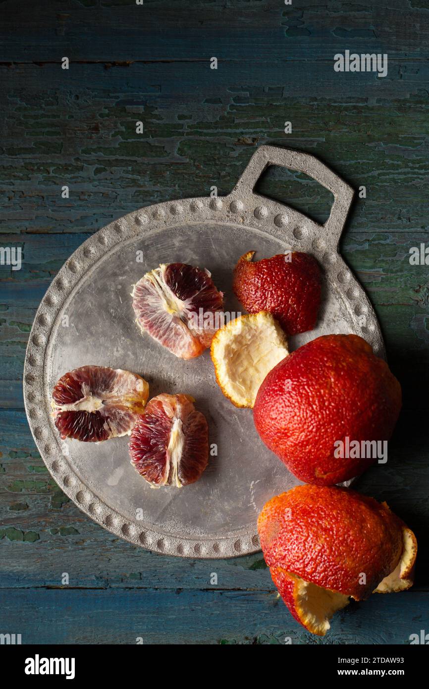 Royal red oranges, still life in rustic style Stock Photo - Alamy