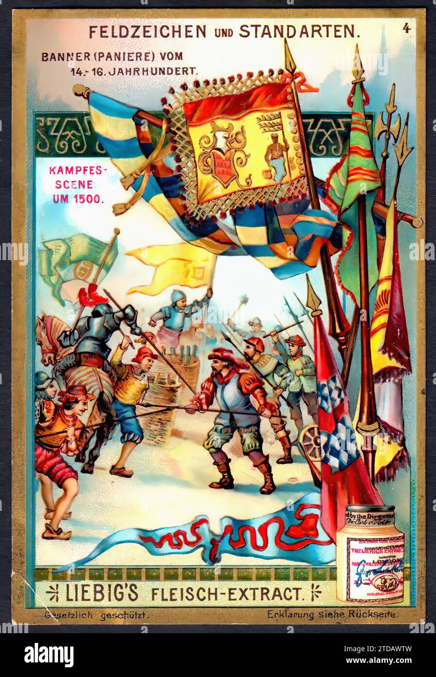 100 years War - Vintage Liebig Trade Card S873 Flags & Standards Stock ...