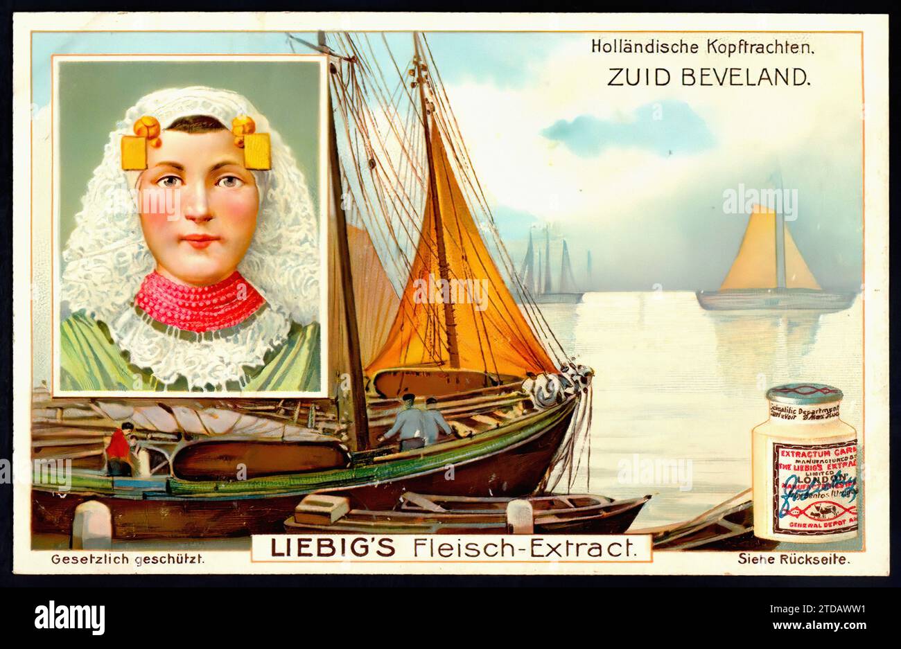Zuid Beveland - Vintage Liebig Trade Card S844 Dutch Head Stock Photo ...