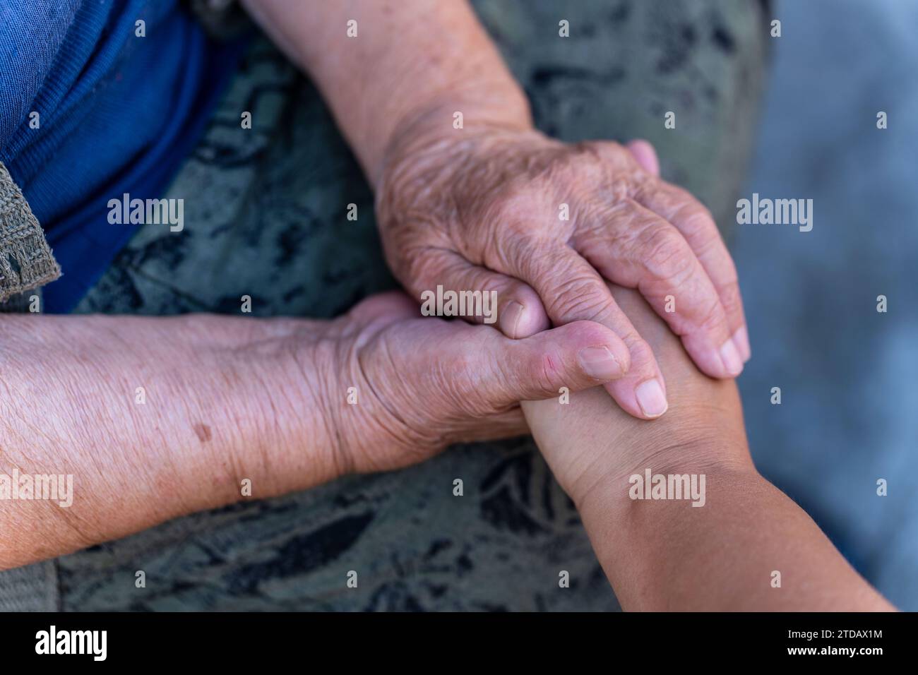 Hands of women. One generation to another. Grandmother and ...