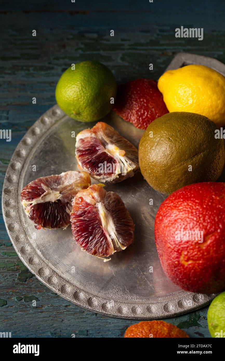Royal red oranges, still life in rustic style Stock Photo - Alamy