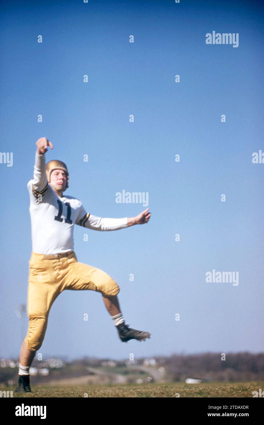 ANNAPOLIS, MD - MARCH, 1955: Quarterback George Welsh #11 of the Navy ...