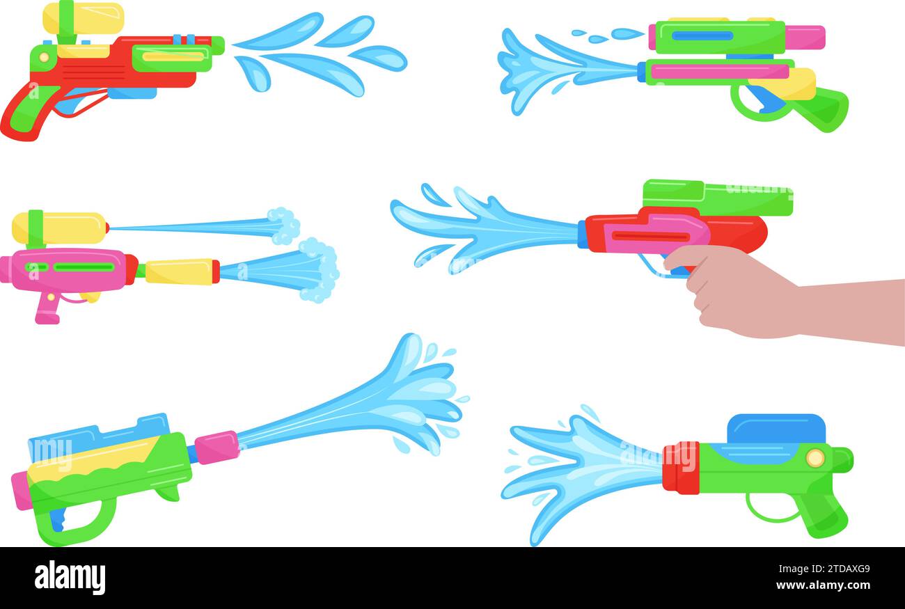Water guns for summer outside resting game. Songkran festival symbols ...