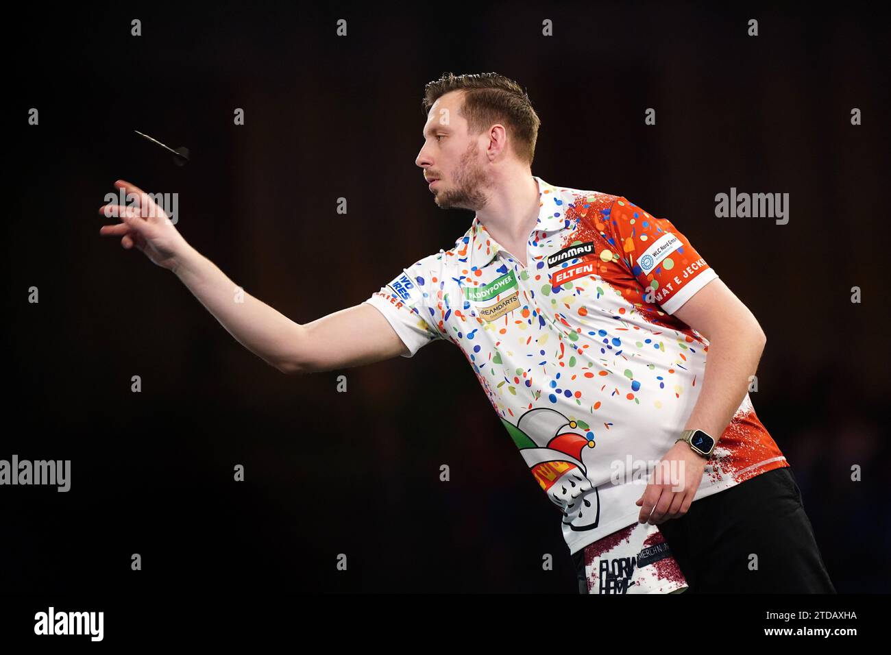 Dylan Slevin in action against Florian Hempel (not pictured) on day ...