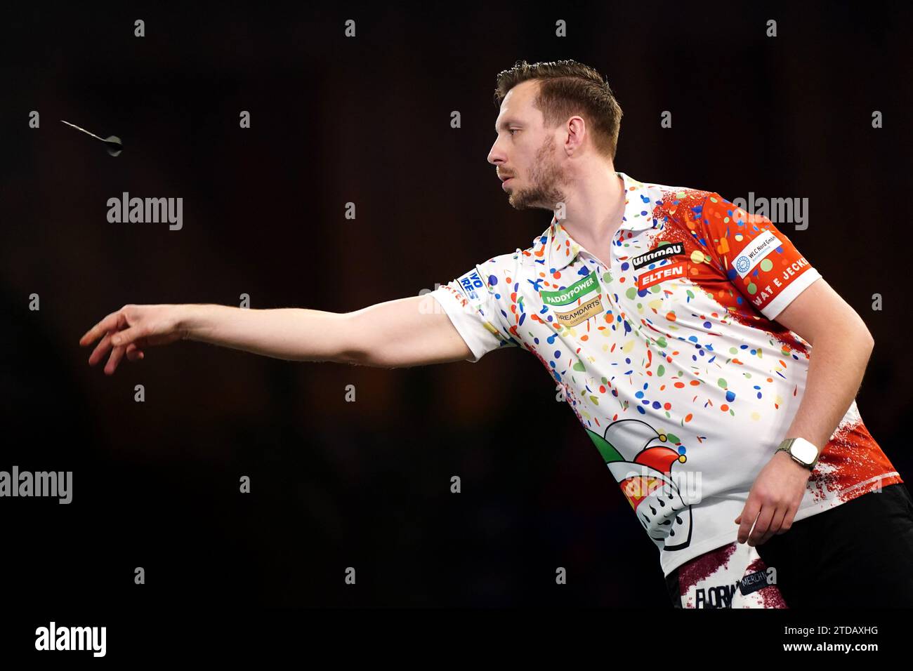 Dylan Slevin in action against Florian Hempel (not pictured) on day ...