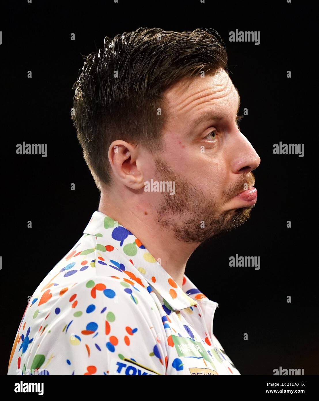 Dylan Slevin in action against Florian Hempel (not pictured) on day ...