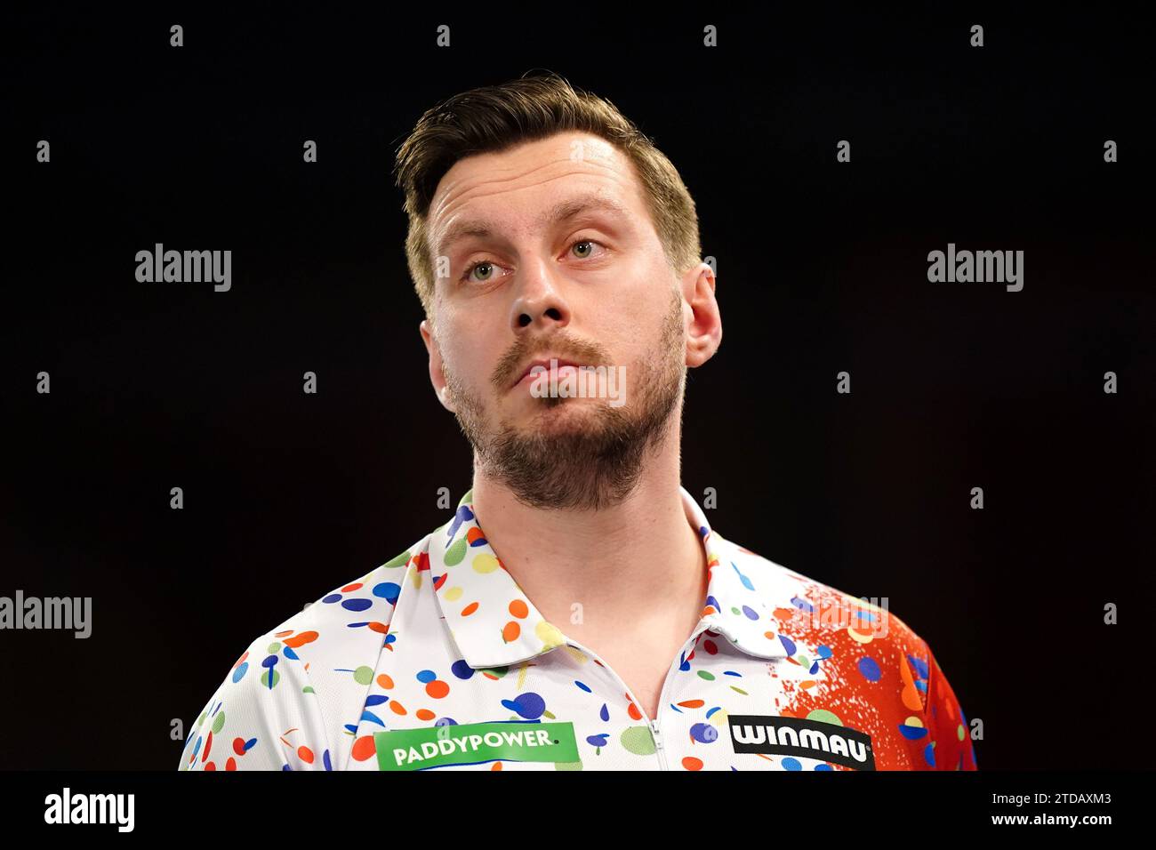 Dylan Slevin in action against Florian Hempel (not pictured) on day ...