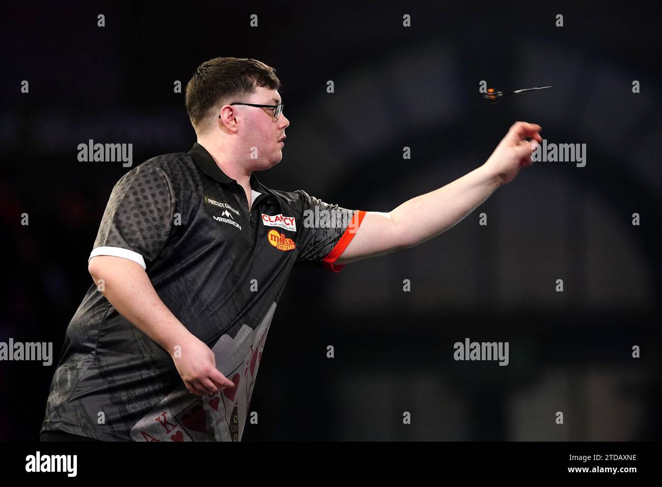 Dylan Slevin in action against Florian Hempel (not pictured) on day ...