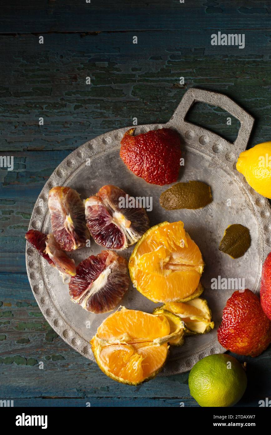Royal red oranges, still life in rustic style Stock Photo - Alamy