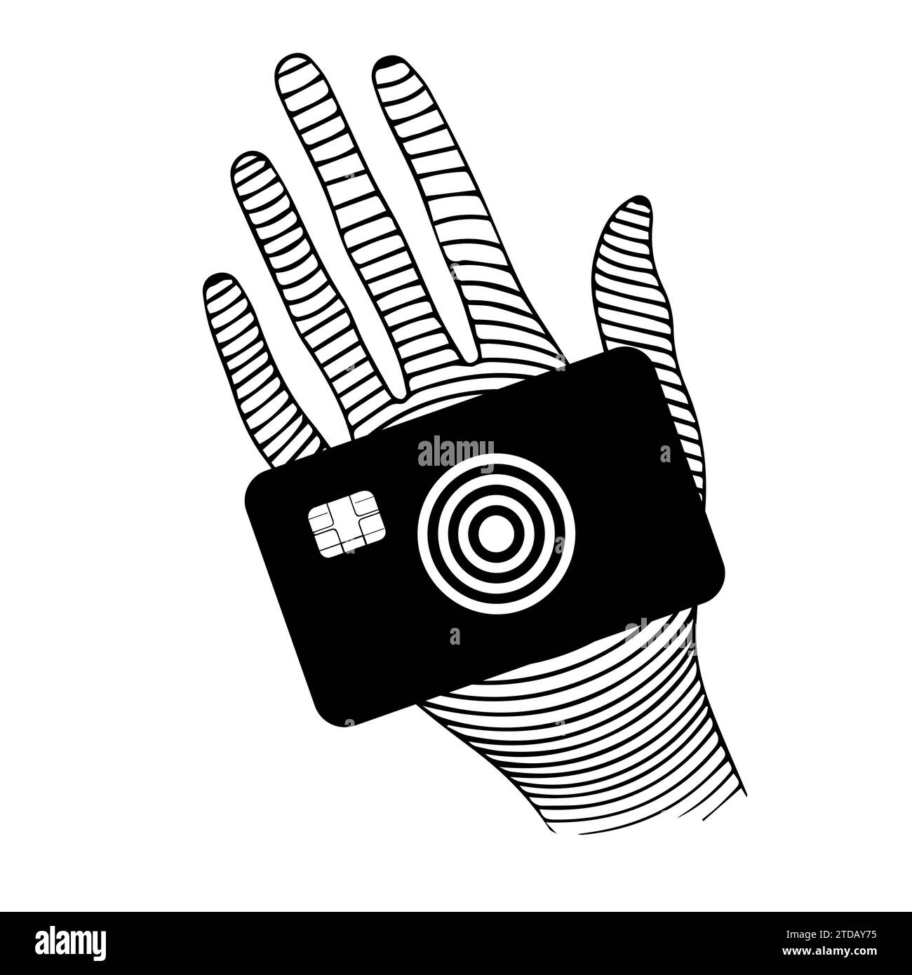 Bank card in hand. SHOTLISTbanking. hand drawing. Not AI, Vector ...