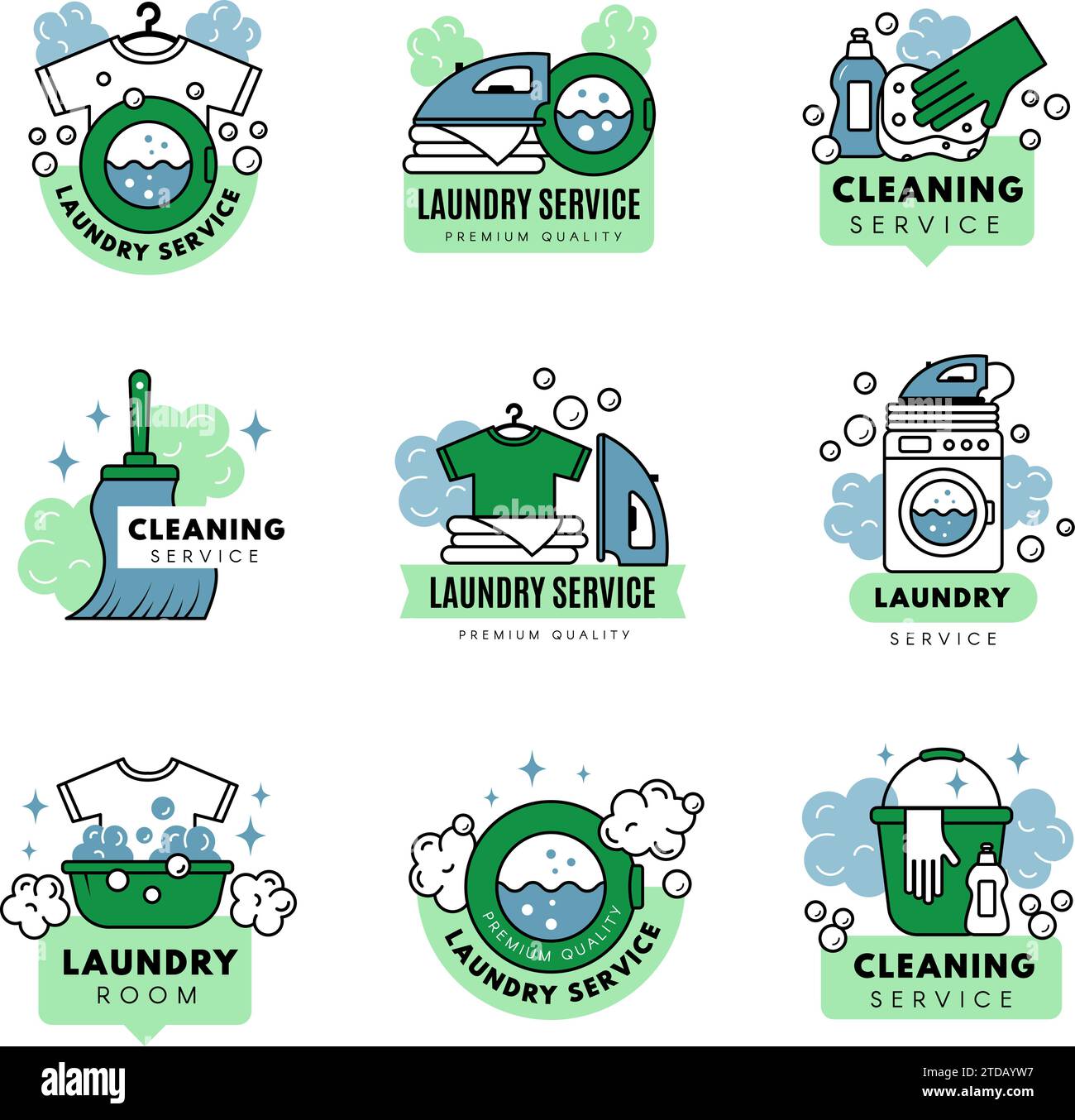 Laundry service badges. Logo set with place for text recent vector ...