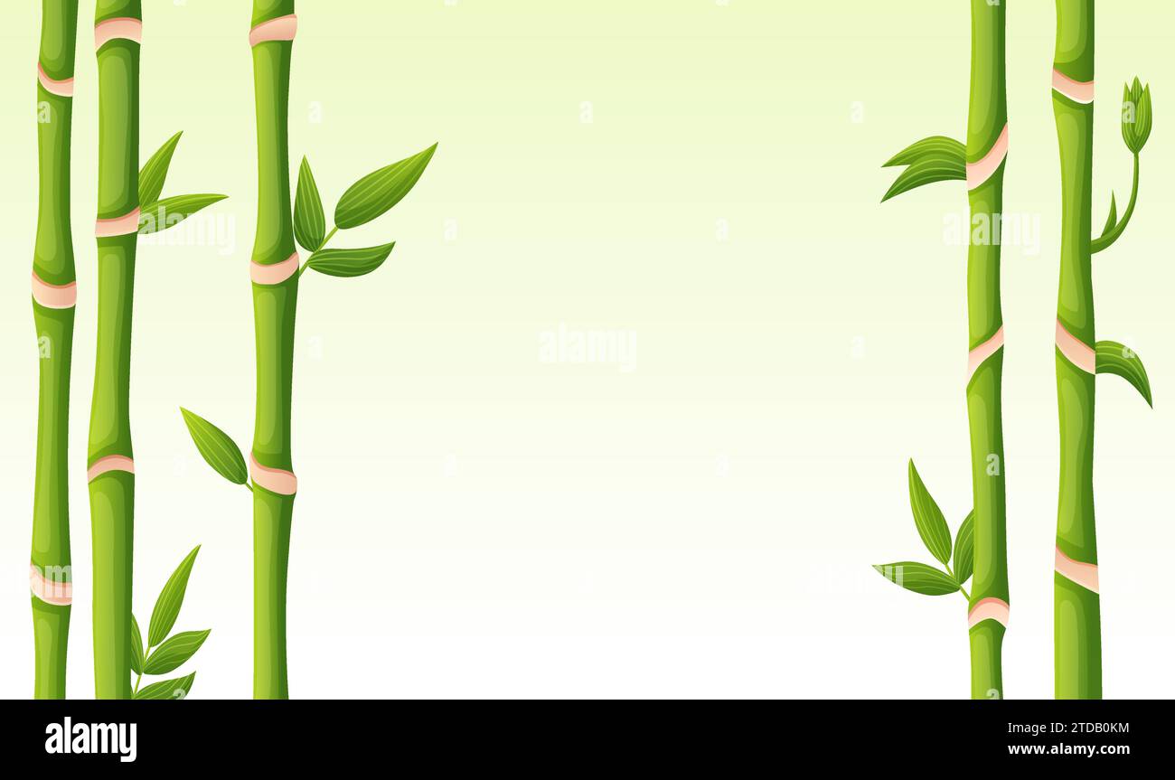 Bamboo background with green stalks. Stems bamboo with leaf, asian ...