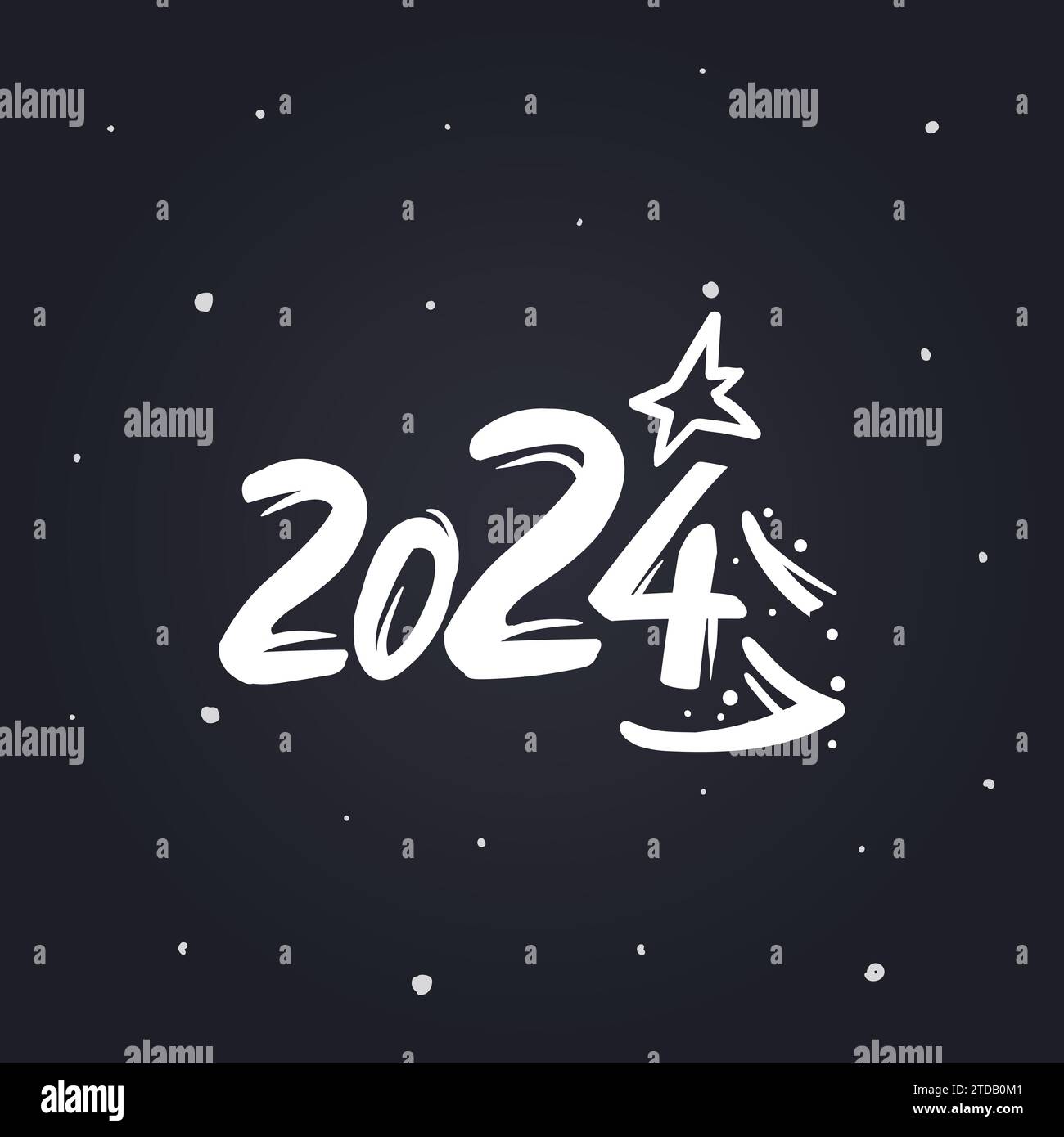 Vector lettering for New Year 2024. Illustration in hand drawn style ...