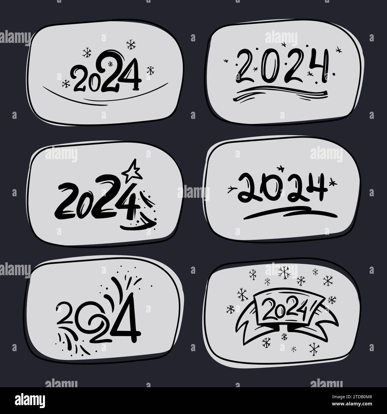 Vector lettering for New Year 2024. Illustration in hand drawn style ...