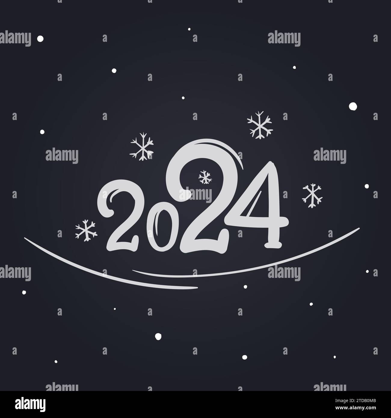 Vector lettering for New Year 2024. Illustration in hand drawn style ...