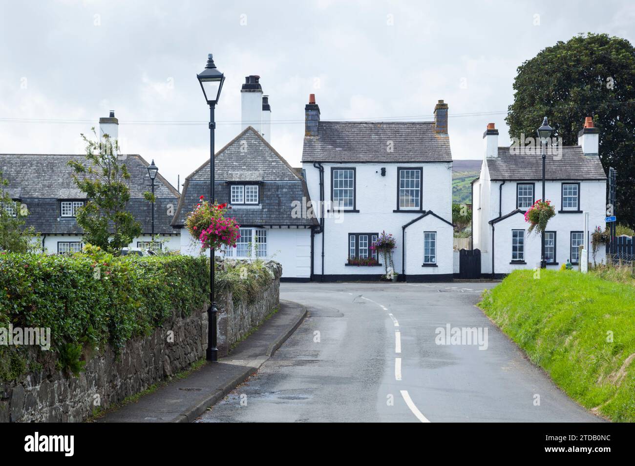 Traditional cottages in Cushendun. County Antrim, Northern Ireland ...