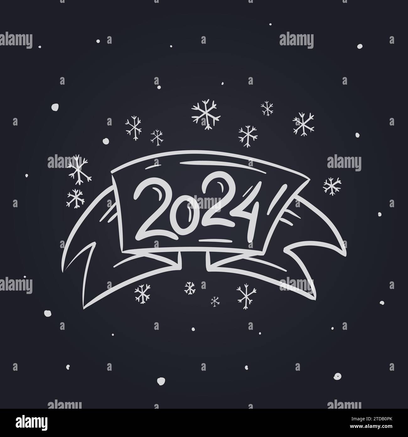 Vector lettering for New Year 2024. Illustration in hand drawn style ...