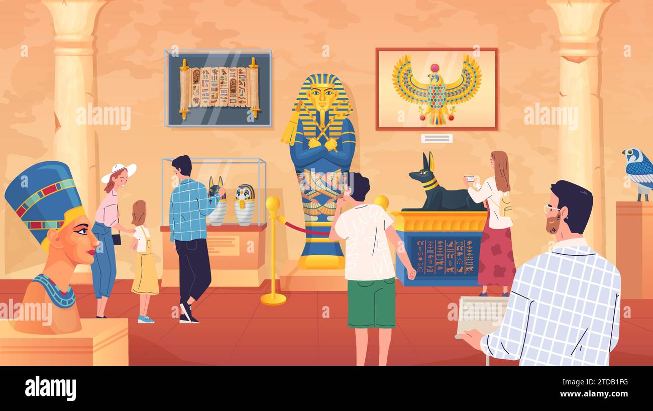 Exhibit of egyptian mummies Stock Vector Images - Alamy