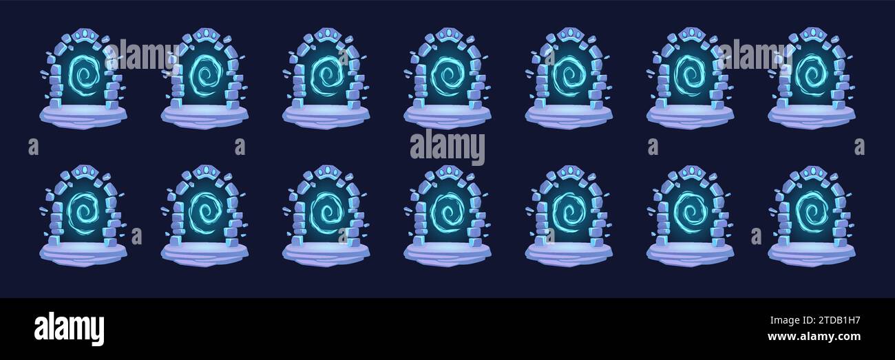 Portal animation. Animated spiral portals, cartoon teleport vortex ...