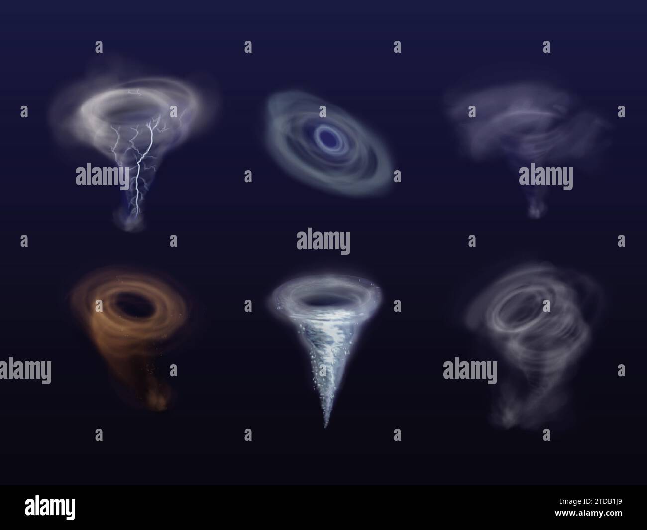 Realistic hurricane. Destruction tornado, dust wind twister whirlpool ...