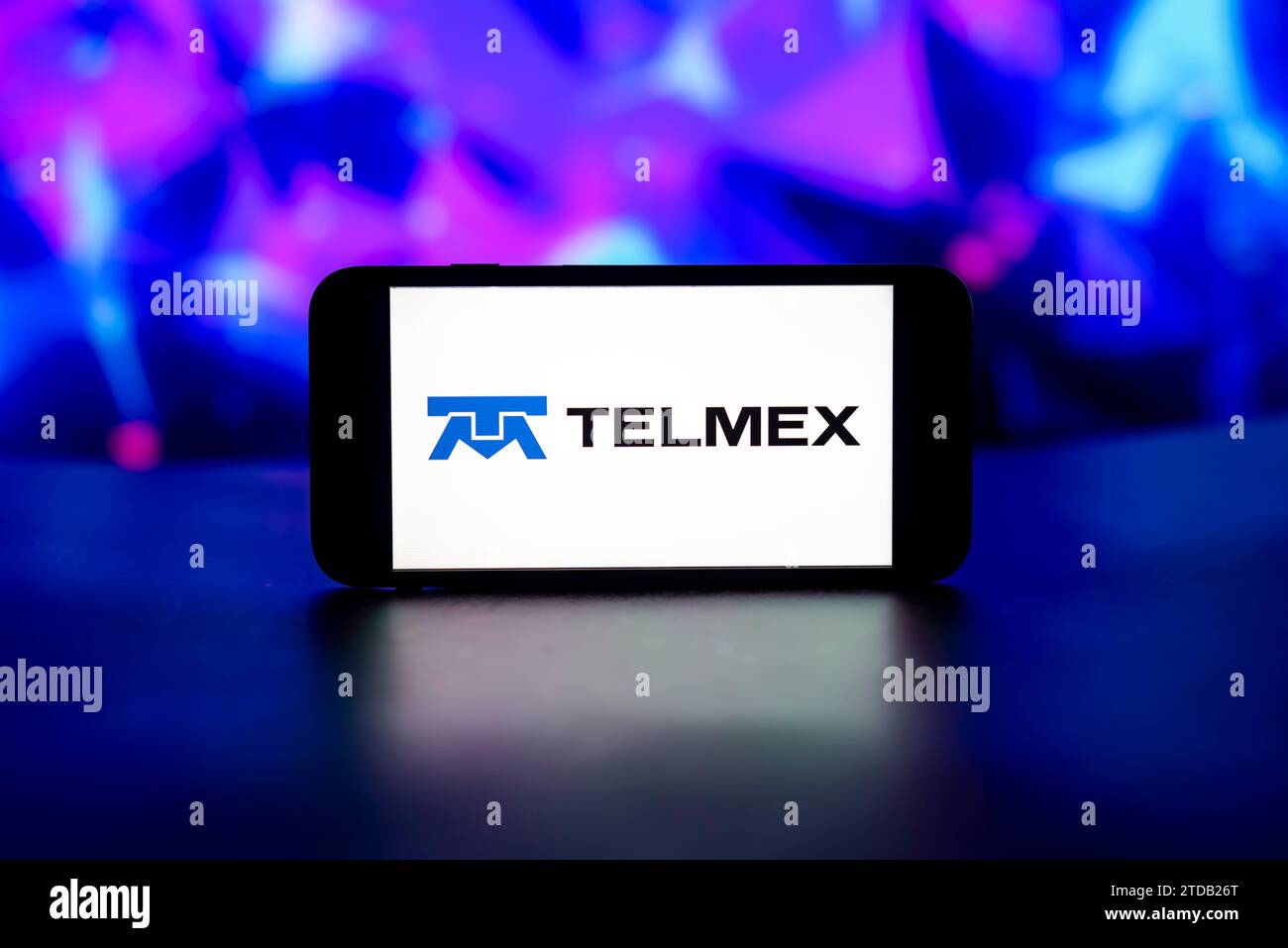 In this photo illustration, the Telmex logo is seen displayed on a mobile phone screen Stock ...