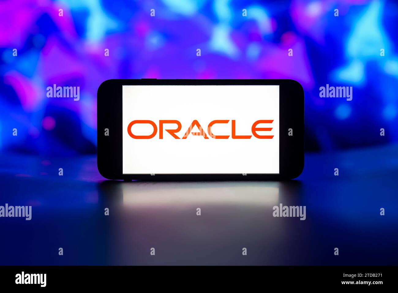 In this photo illustration, the Oracle logo is seen displayed on a ...